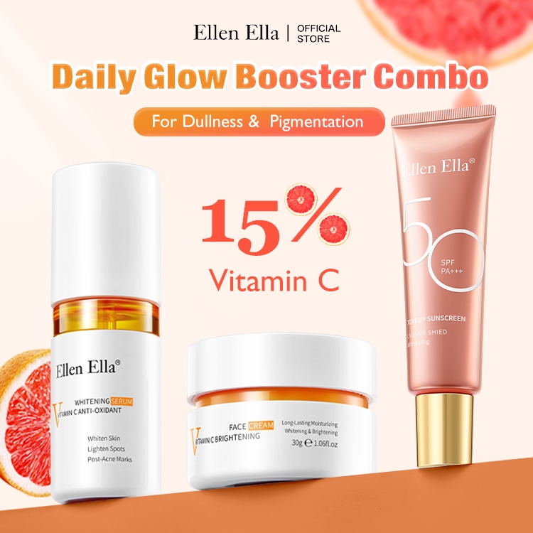 【Original】Ellen Ella Vitamin C whitening set Cream And Serum for face ...