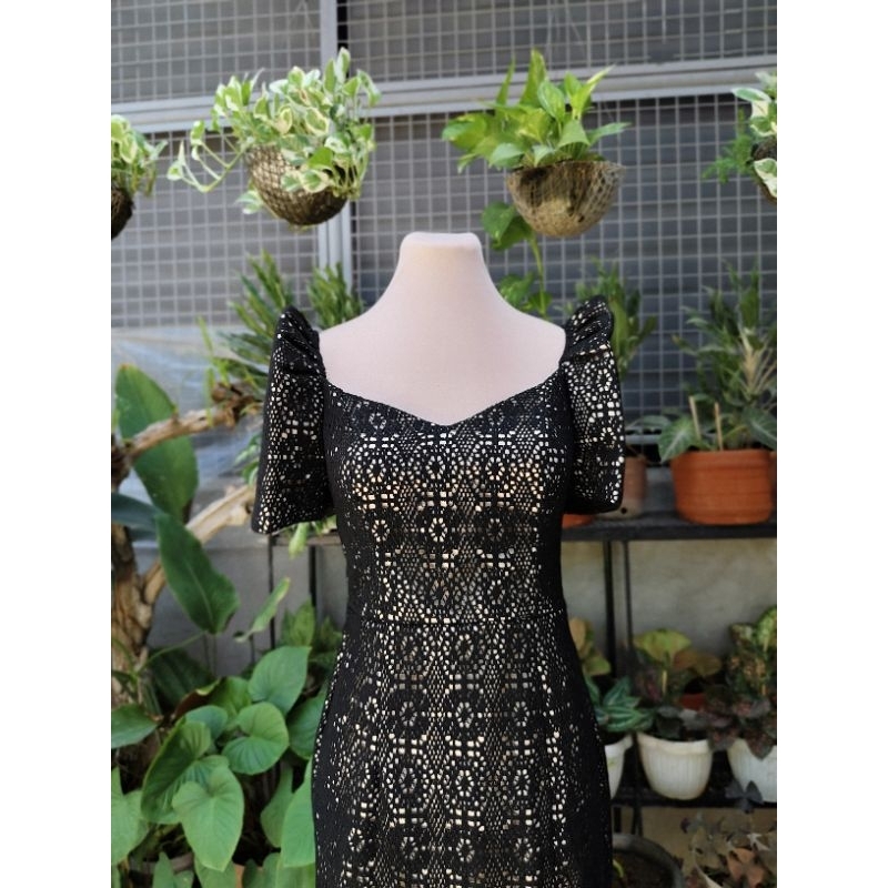 HABLON Modern Filipiniana Midi Dress Knitted Fully Lace Wedding ...