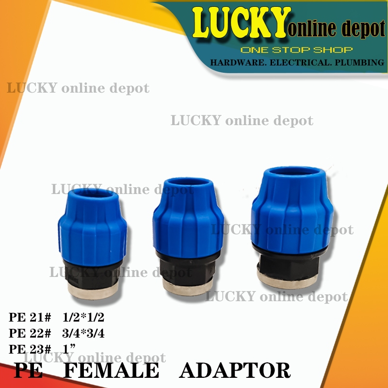 PE COMPRESSION PIPE FITTINGS FEMALE ADAPTOR ( 1/2x1/2 , 3/4x3/4 . 1 ) SOLD PER PIECE | Shopee ...