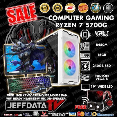 JEFFDATA-COMPUTER SET RYZEN 7 5700G B450M 16GB 240GB SSD VEGA 8 19WIDE ...