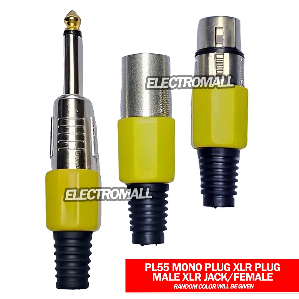 ⚫XLR PLUG/MALE XLR JACK/FEMALE PL55 MONO -1PIECE RANDOM COLOR⚫ | Shopee ...