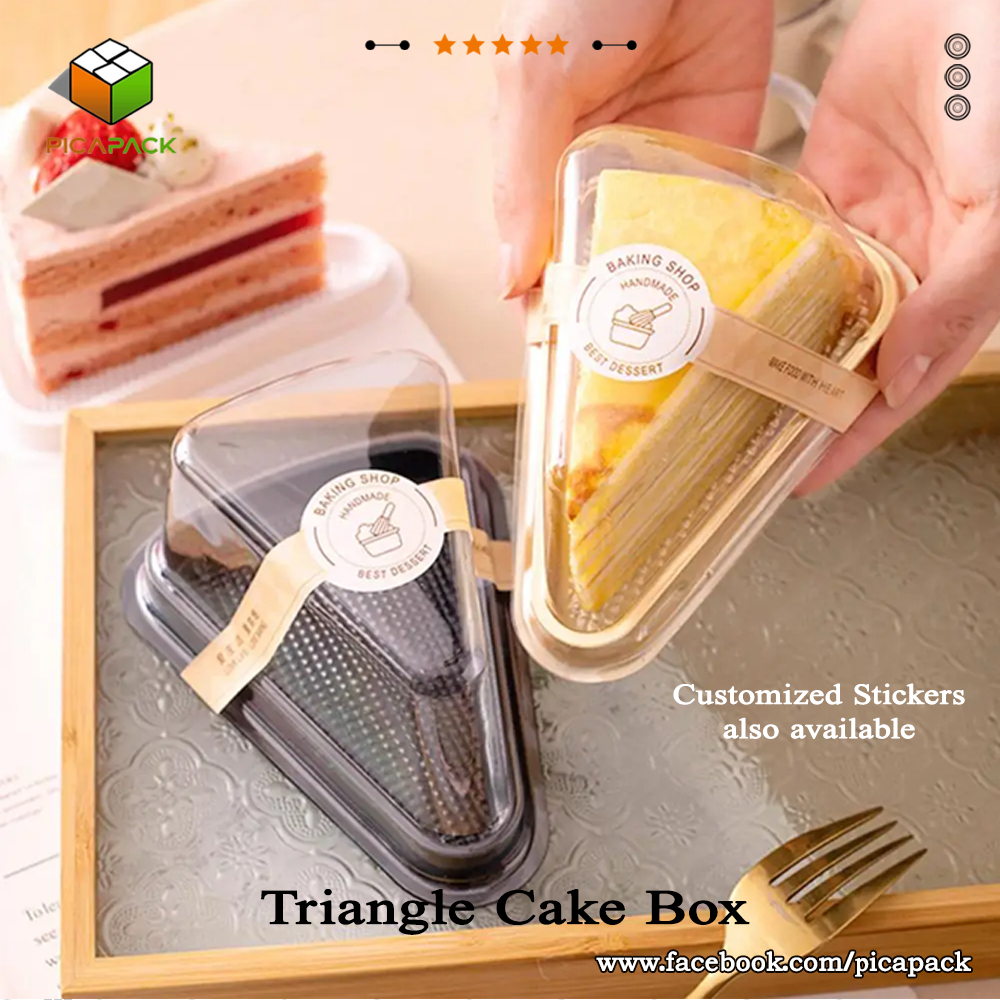 100pcs Triangle Cake Box Black/Gold Food Grade 8 & 6 inches Cake Slice ...