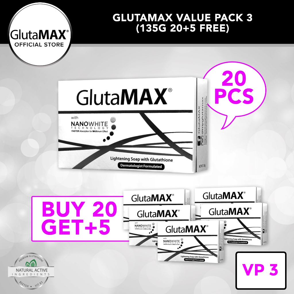 GlutaMAX Value Packs - Glutathione Soap (135g) Buy 20 Get 5 Free | Shopee Philippines