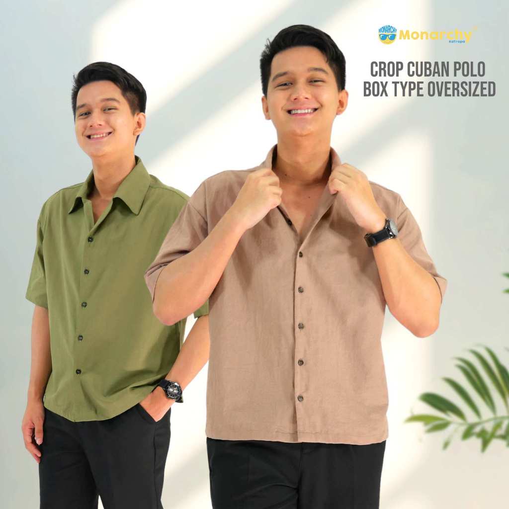 Monarchy Crop Cuban Polo - Box Type Oversized Cotton Linen Fabric for ...