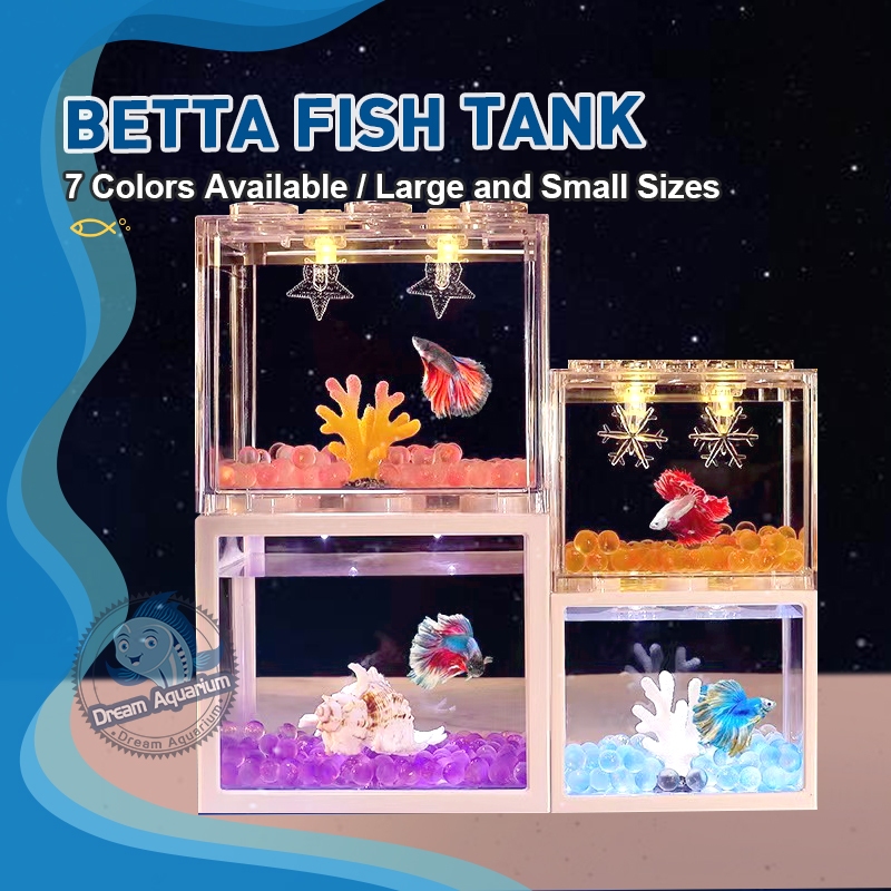 Betta Fish Tank Mini Aquarium Block Guppy Fish Tank | Shopee Philippines