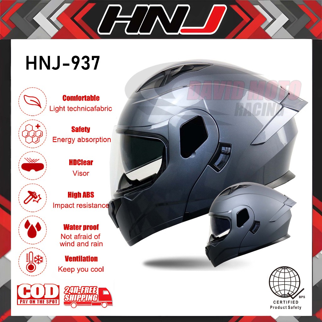 HNJ 937 Modular Helmet Full Face for Motorcycle Dual Visor Unisex ...