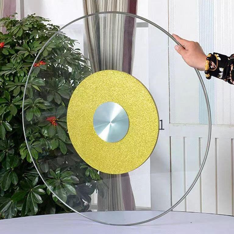 Tempered rotating glass table top with base dining table glass ...