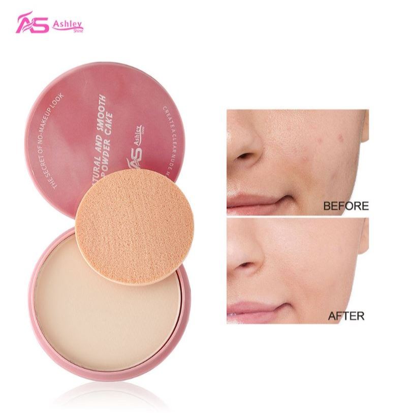 Ashley Shine Full Coverage Face Powder with Mirror Sponge Natural and ...