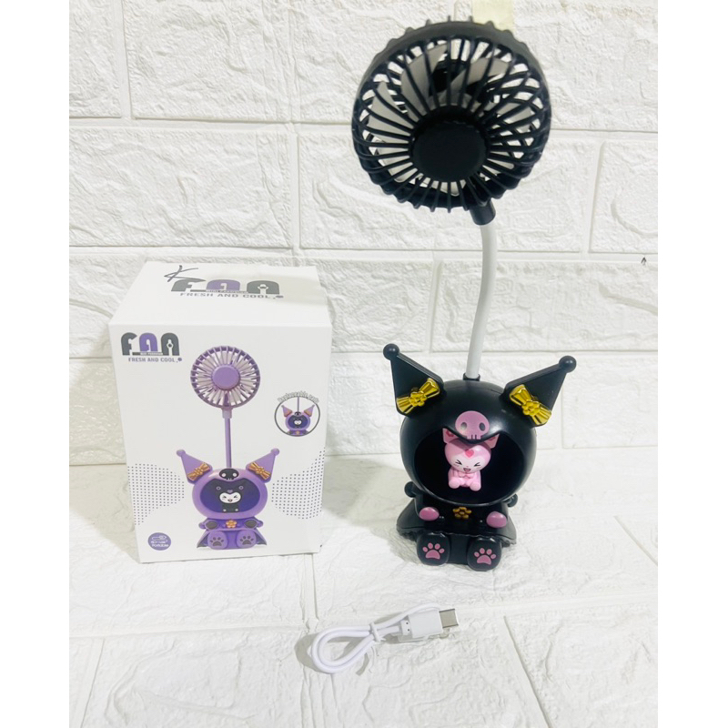 Sanrio Kuromi Folding Eye LED Fan Foldable Protection Table Anime Cute ...