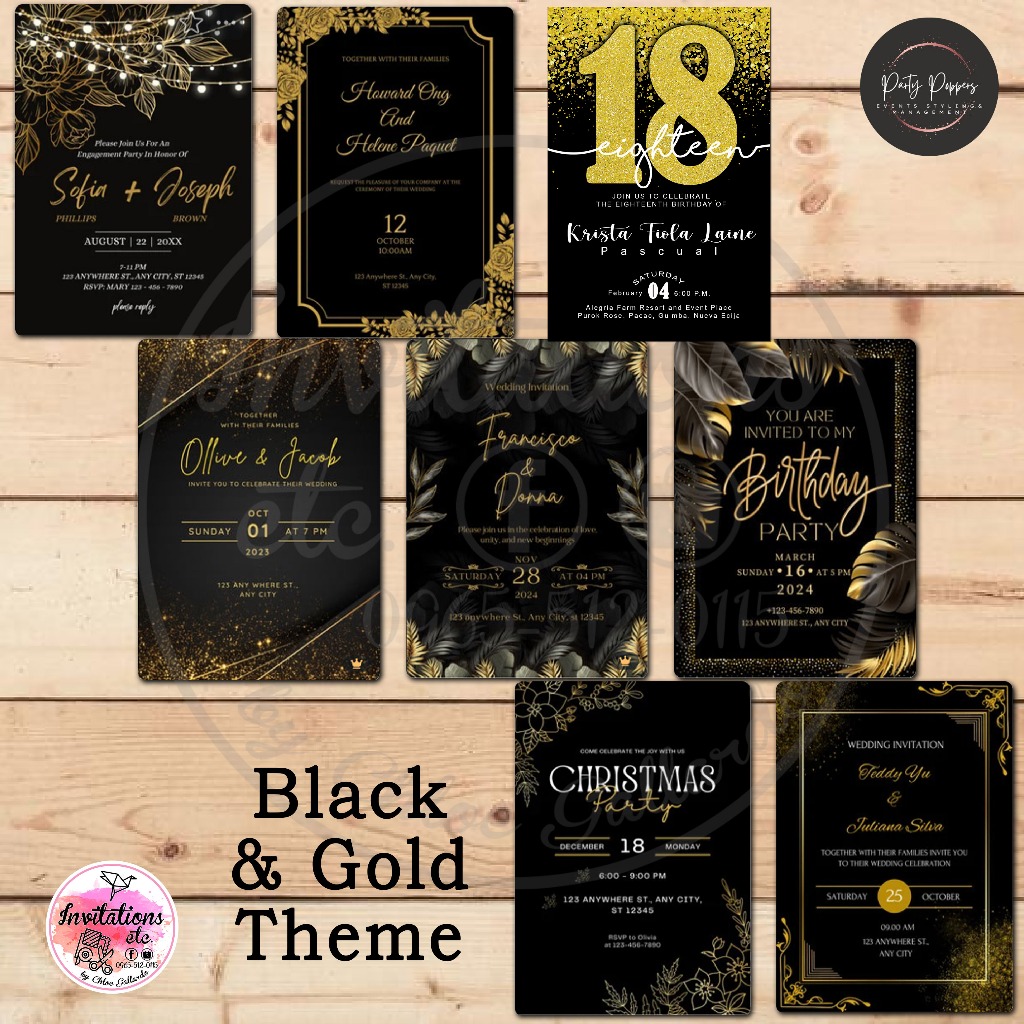 Black - Gold Themed Free Layout Debut - 18th - Birthday - Wedding ...
