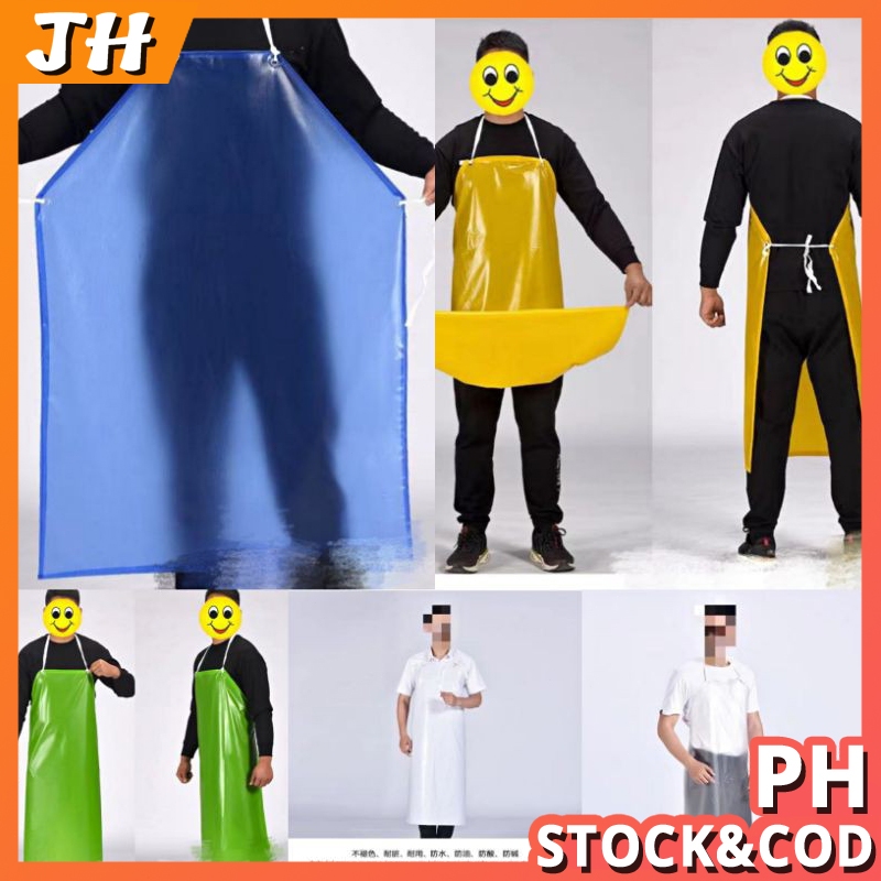 Blue/White Waterproof Apron Oil Resistant Smock PVC Industrial Acid and ...