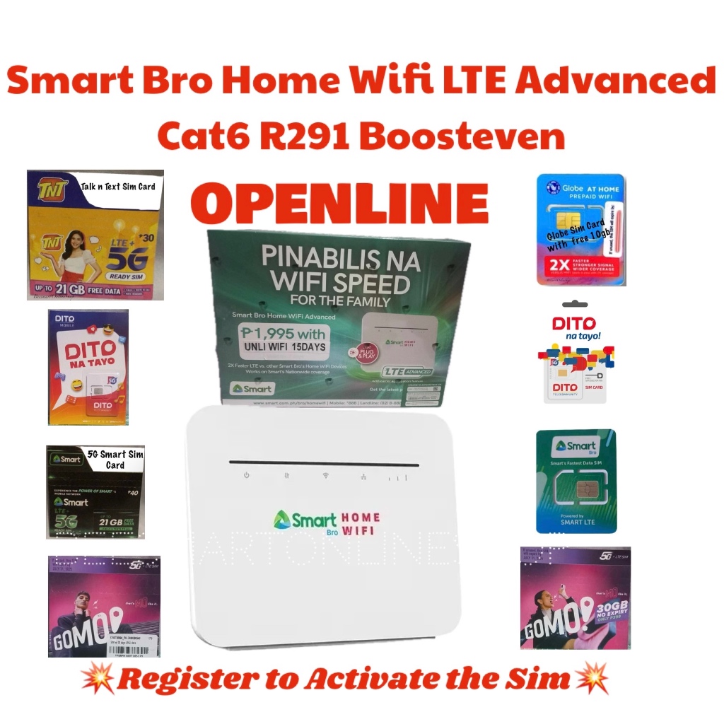 SMART Bro Home Prepaid Wifi - CAT 6 BOOSTEVEN LTE- Advanced R291 / OPENLINE | Shopee Philippines