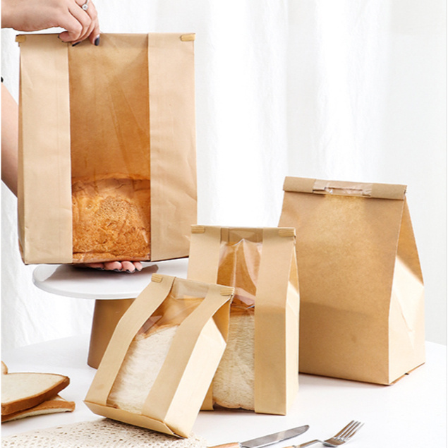 50pcs Brown Bread Bag with Tin Tie Self Sealing Toast Bread Pastry ...