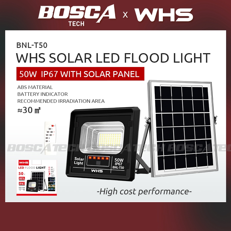 WHS Solar LED Flood Light IP67 BNL-T50 solar flood light with remote ...