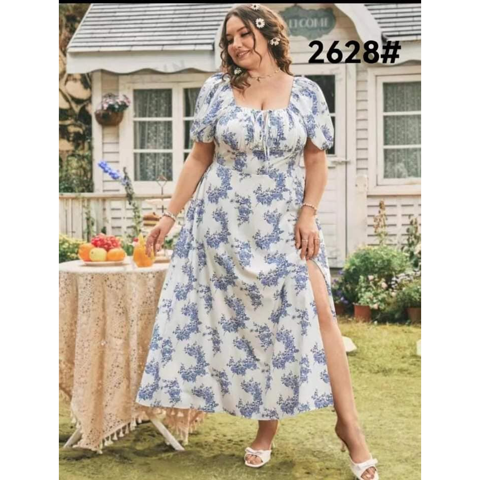 Womens Casual Formal Plus Size Dress V Neck Floral Maxi Korean Fashion ...