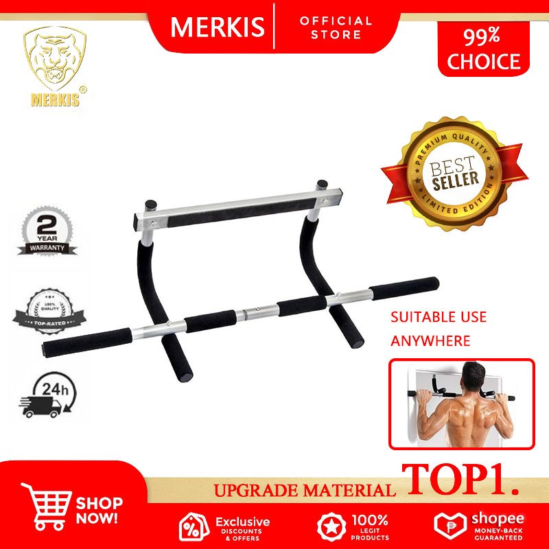 Merkis Door Way Chin Push Up Pull Bar Sit Home Gym Fitness Exercise Equipment Portable System ...
