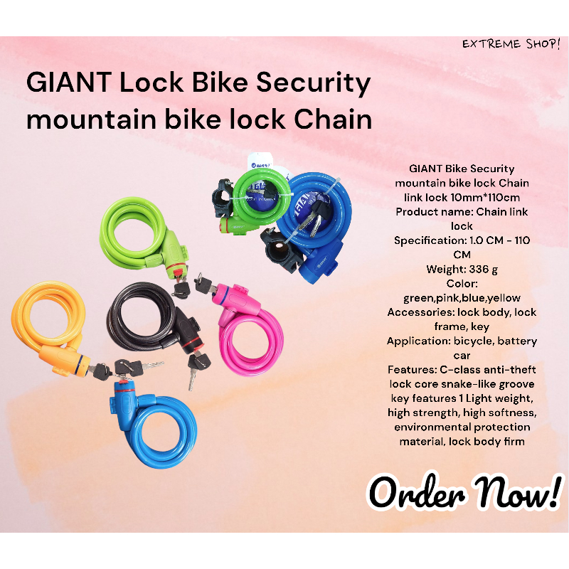 EXTREME GIANT Lock Bike Security mountain bike lock Chain link lock ...