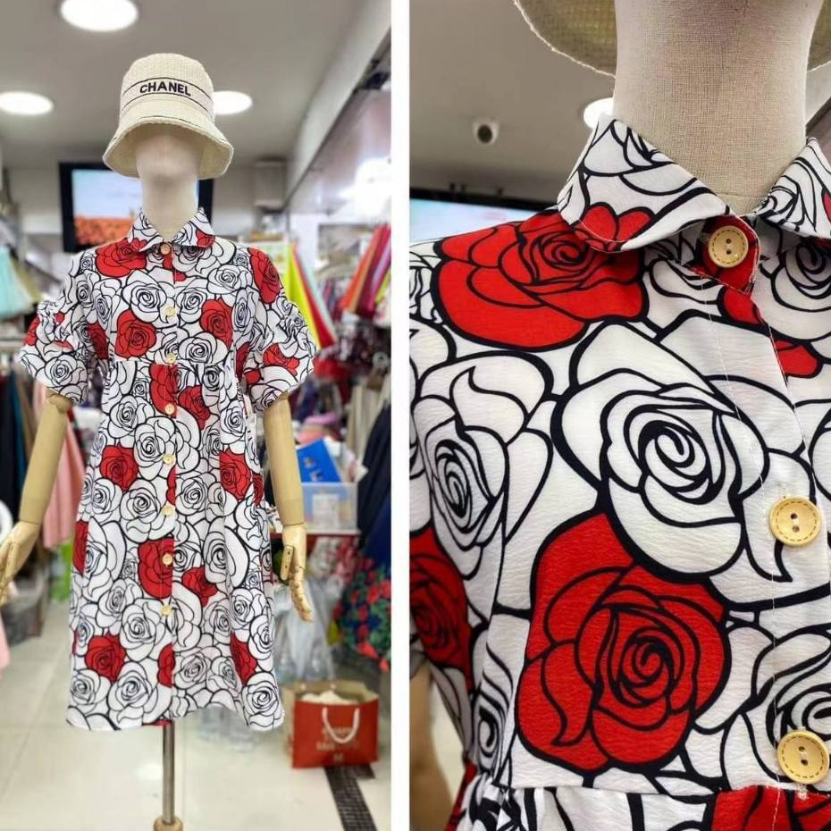 AS ELEGANT NEW Fashion Korean Rossy Floral Collar Button Down Midi ...