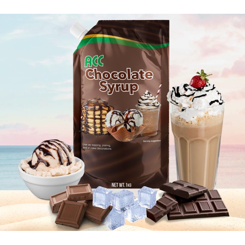 ACC Chocolate|Caramel|Ube|Strawberry Syrup 1kg | Shopee Philippines