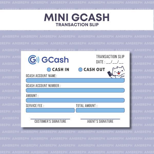 AMBREPH: MINI GCASH TRANSACTION SLIP l CASHIN CASHOUT A6 70GSM HANDY ...