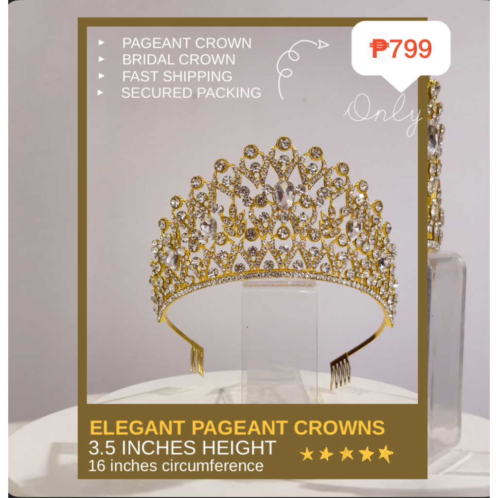ELEGANT PAGEANT BRIDAL TIARA CROWN | Shopee Philippines