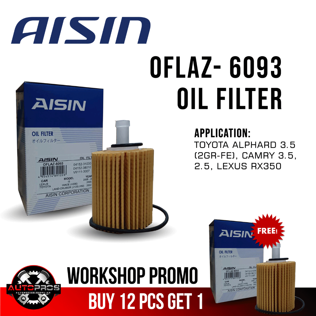 AISIN Oil Filter for Toyota Alphard / Camry - OFLAZ-6093 (VIC O-118 / O ...