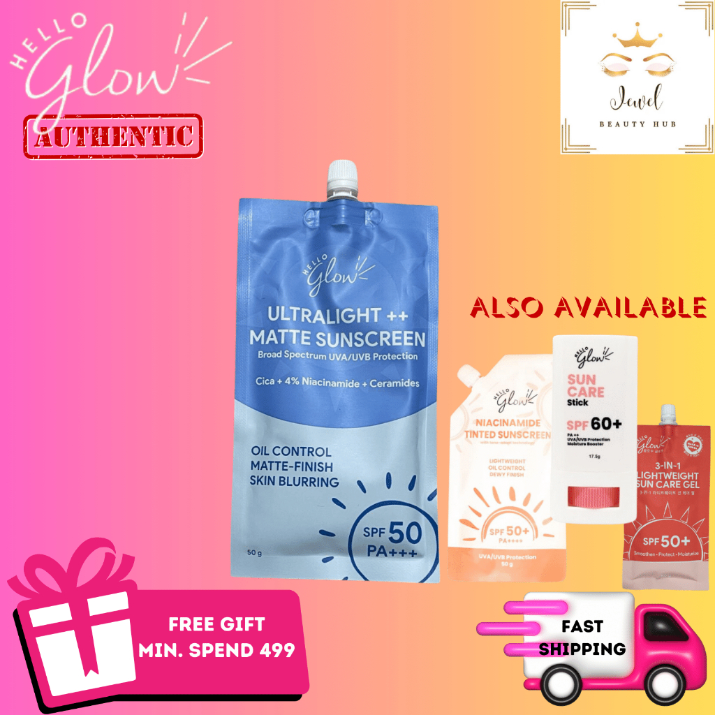 Hello Glow Ultralight ++ Matte Sunscreen SPF50 50g | Shopee Philippines