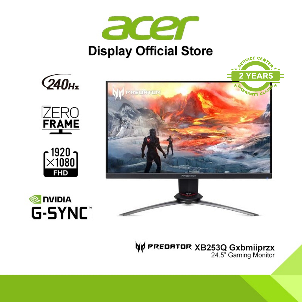 Acer Predator 24.5” Gaming Monitor XB253Q Gxbmiiprzx (GSync, DP/HDMI ...
