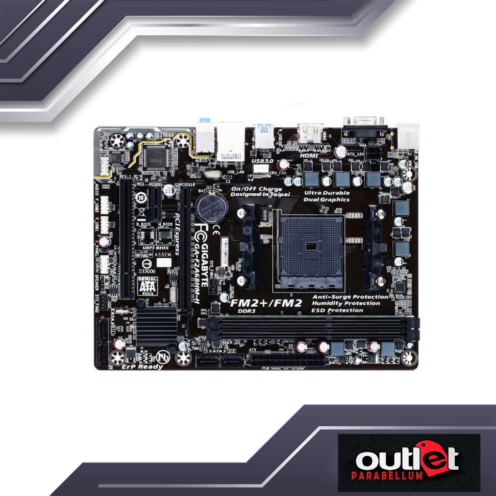 REFURBISHED GIGABYTE GA-F2A68HM-H AMD A68H FM2+ DDR3 USB3 MATX MB ...