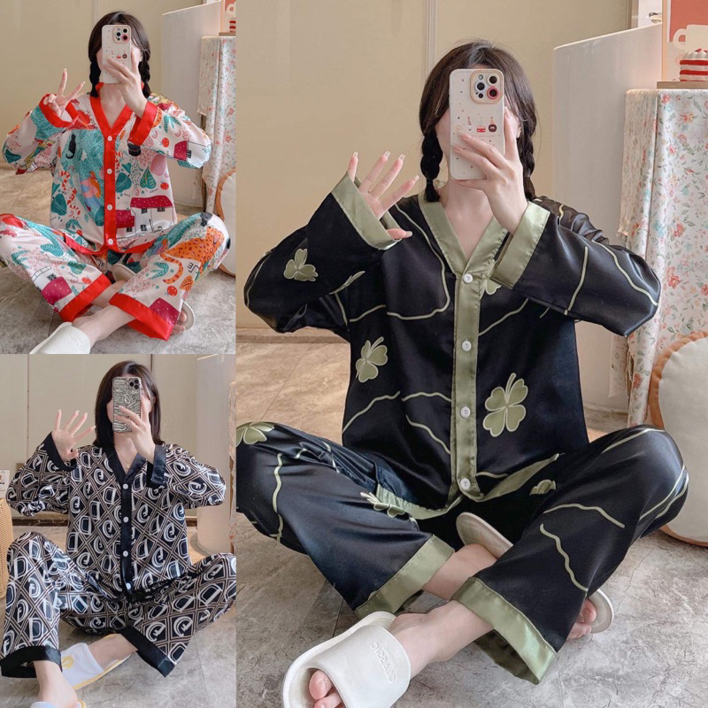 V Neck Silk Set Sleepwear Loungewear Luxury Designs Womens Fashion ...