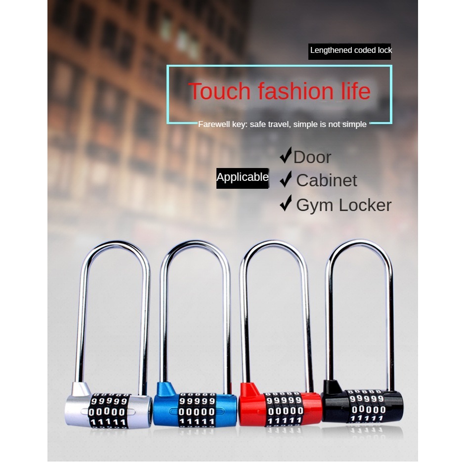 U-shape Padlock 5-Digit Password Lock for Cabinet Door Gym Heavy Duty ...