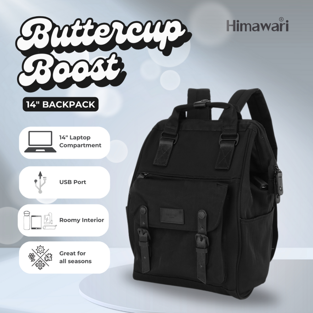 Himawari Buttercup Boost 14" Laptop Backpack (9018-05) -Blackout | Shopee Philippines