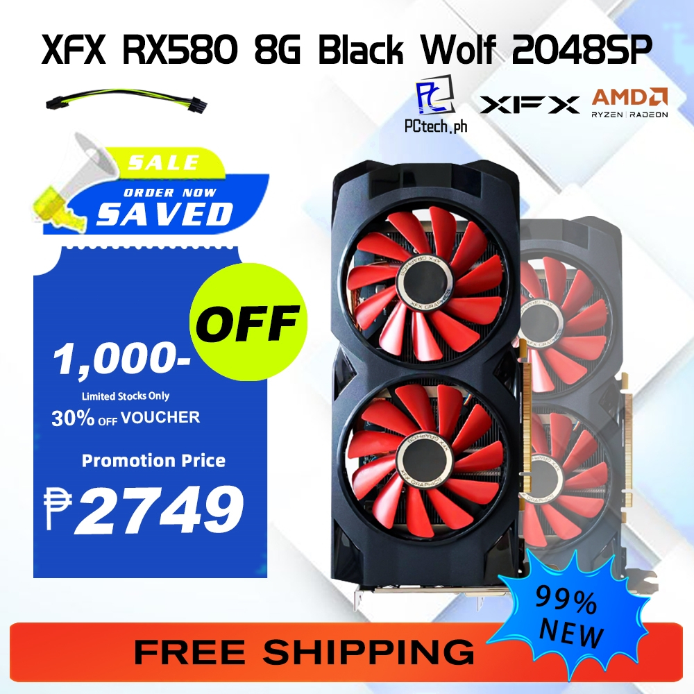 Original[Used]XFX RX580 2048sp 8G 8GB D5 DUAL FAN AMD Graphic Graphics ...