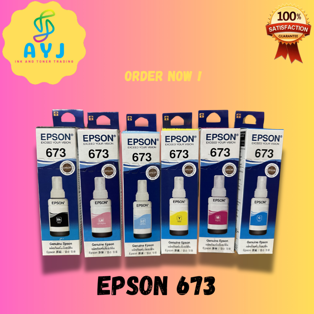 Genuine/Original Ink Epson 673 1 Set ( B/C/LC/Y/M/LM) | Shopee Philippines
