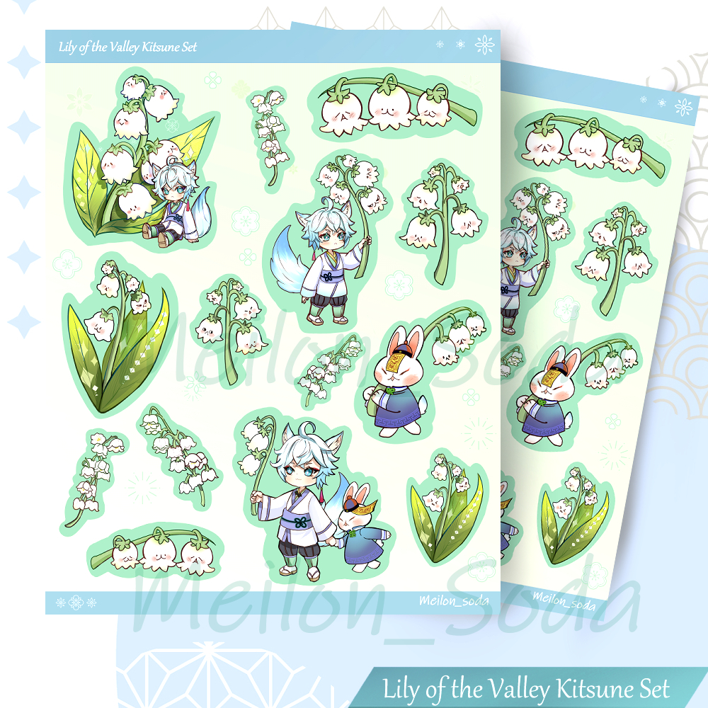Lily of the Valley Kitsune Holographic Vinyl Sticker Sheet | Shopee ...