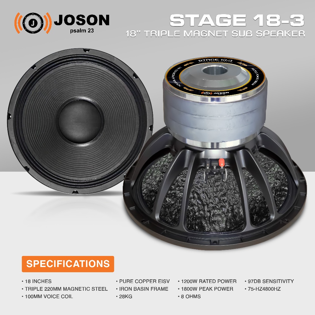 Joson STAGE 18-3 Triple Magnet Professional Sub Bass Speaker (1 pc ...