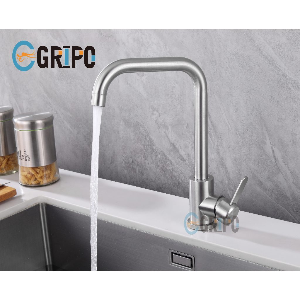 GRIPO SUS304 Stainless gooneck vertical hot and cold kitchen faucet ...
