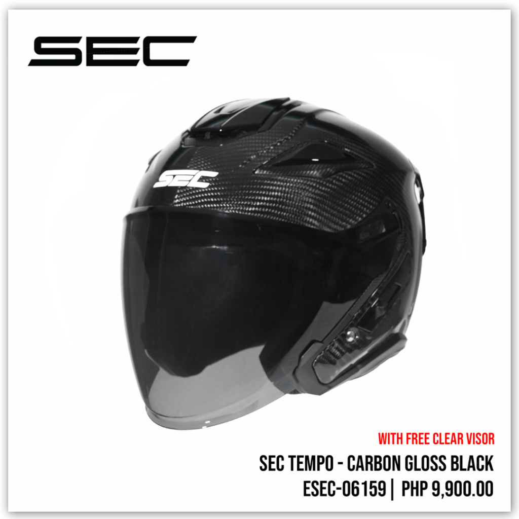 Sec Half Face Helmet for Motorcycle - Tempo Carbon Gloss (S-XXL ...