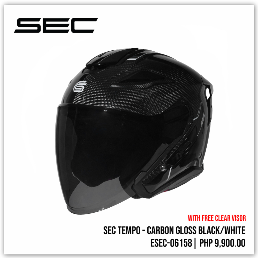 Sec Half Face Helmet for Motorcycle - Tempo Carbon Gloss (S-XXL ...