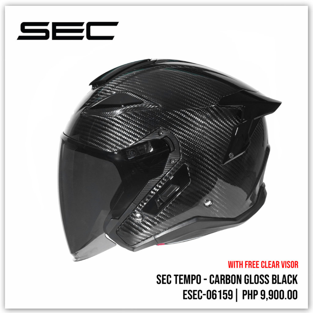 Sec Half Face Helmet for Motorcycle - Tempo Carbon Gloss (S-XXL ...