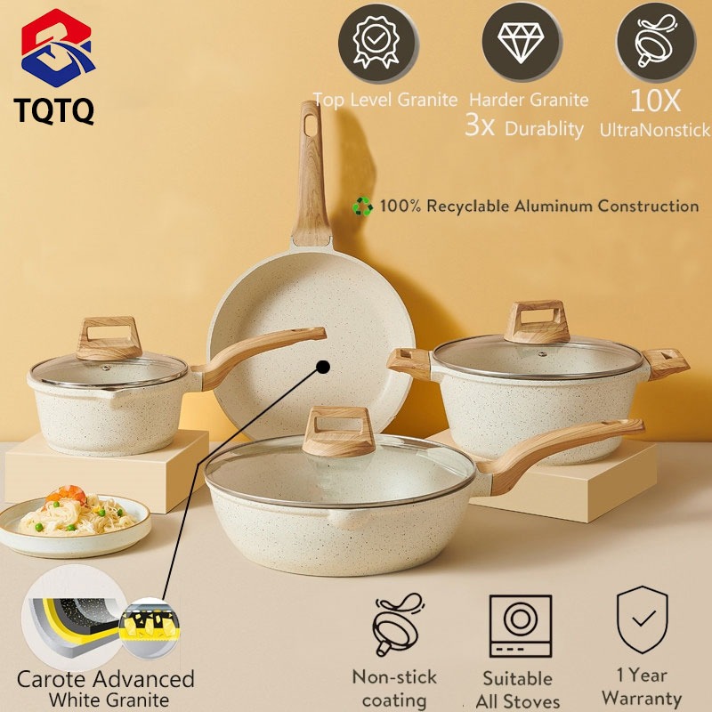 TQTQ 4 pcs Nonstick Pan Cookware Set Kawali wok pot Die-Cast Suitable ...