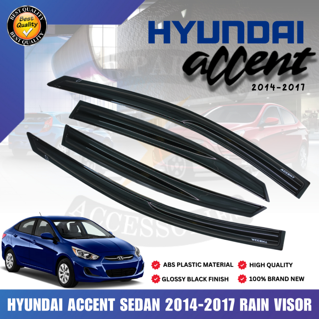 CPA RAIN VISOR For HYUNDAI ACCENT SEDAN 2014 2015 2016 2017 (7539 ...