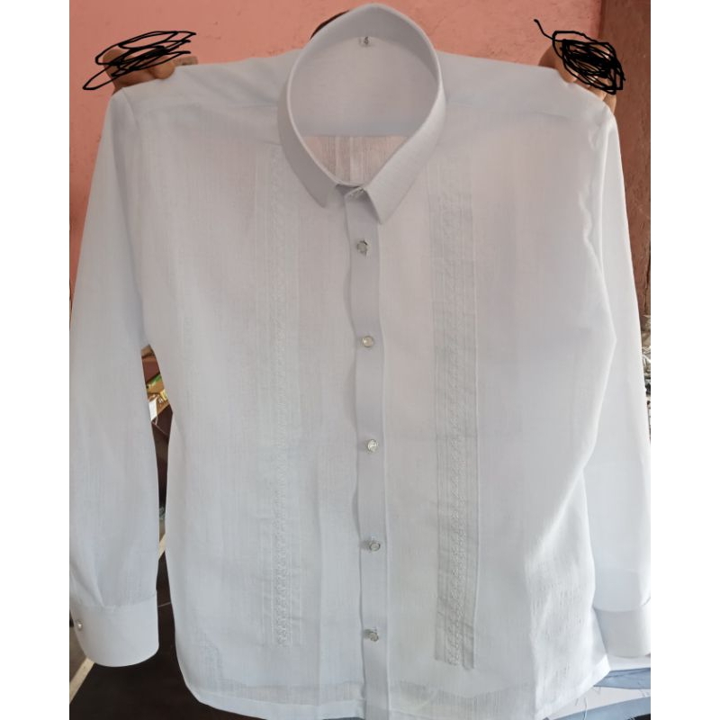 long sleeve barong japanese jusi white random computerize design ...