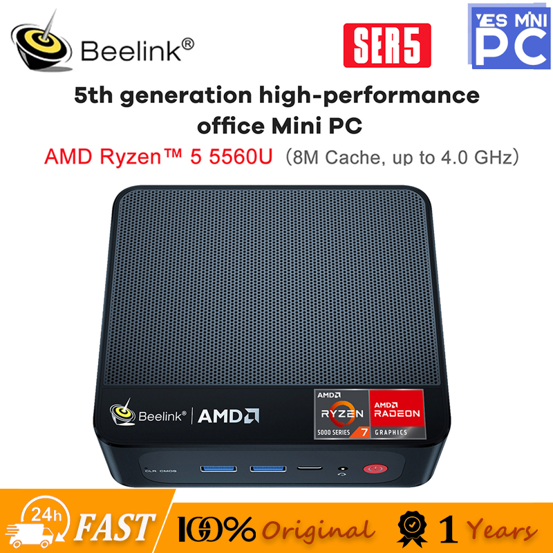 Beelink SER5 MINI PC AMD R5 5560U Up to 4GHz DDR4 3200MHz SSD PCIe 3.0 Windows 11 WIFI6 Office ...