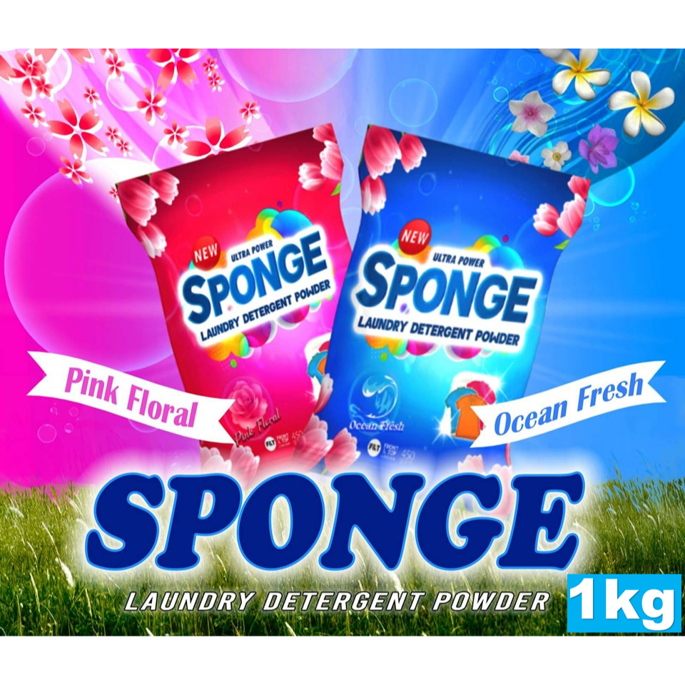SPONGE POWDER DETERGENT (PINK FLORAL & OCEAN FRESH) 1KG | Shopee ...