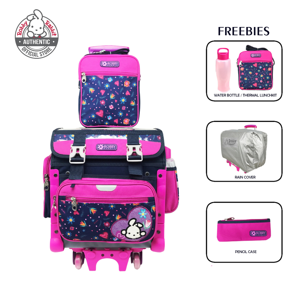 Robby Rabbit Pink Blossom Small House-Type Trolley (Floral, Navy Blue ...