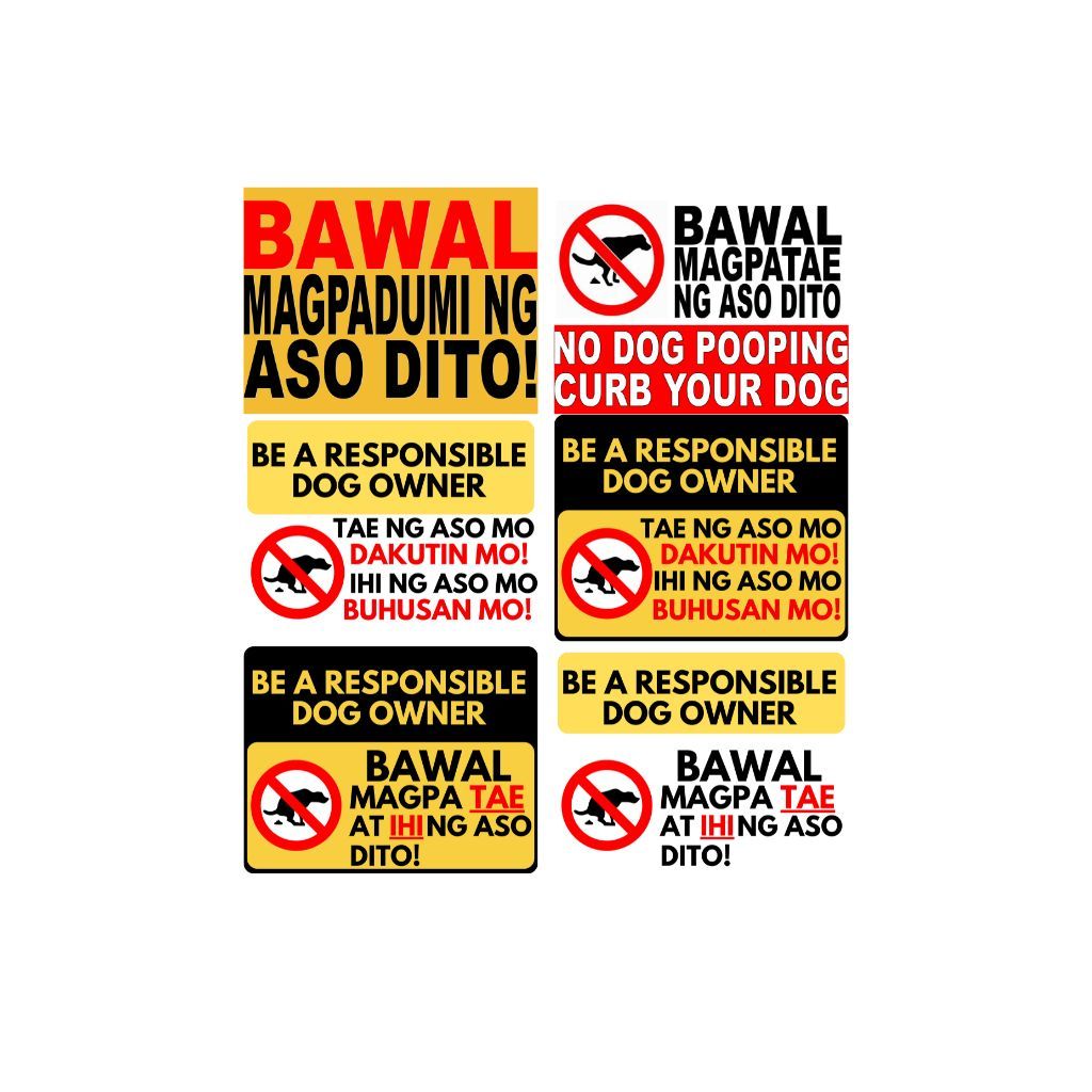 Bawal Magpadumi ng Aso Bawal Magpaihi ng Aso Curb Your Dog Signage ...
