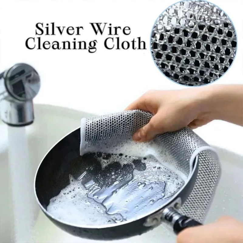 Wire Cleaning Cloth Dishwashing Scrubber Non-Scratch Wire Dishcloth ...