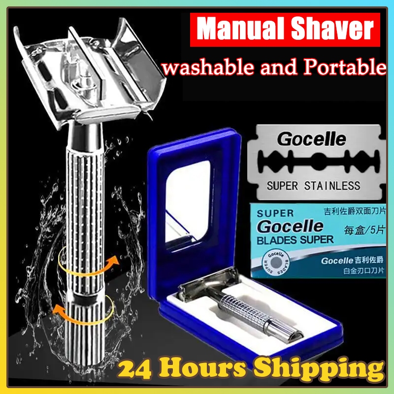 Manual Shaver For Men, Classic Stainless Steel Safety Razor Shaver With ...