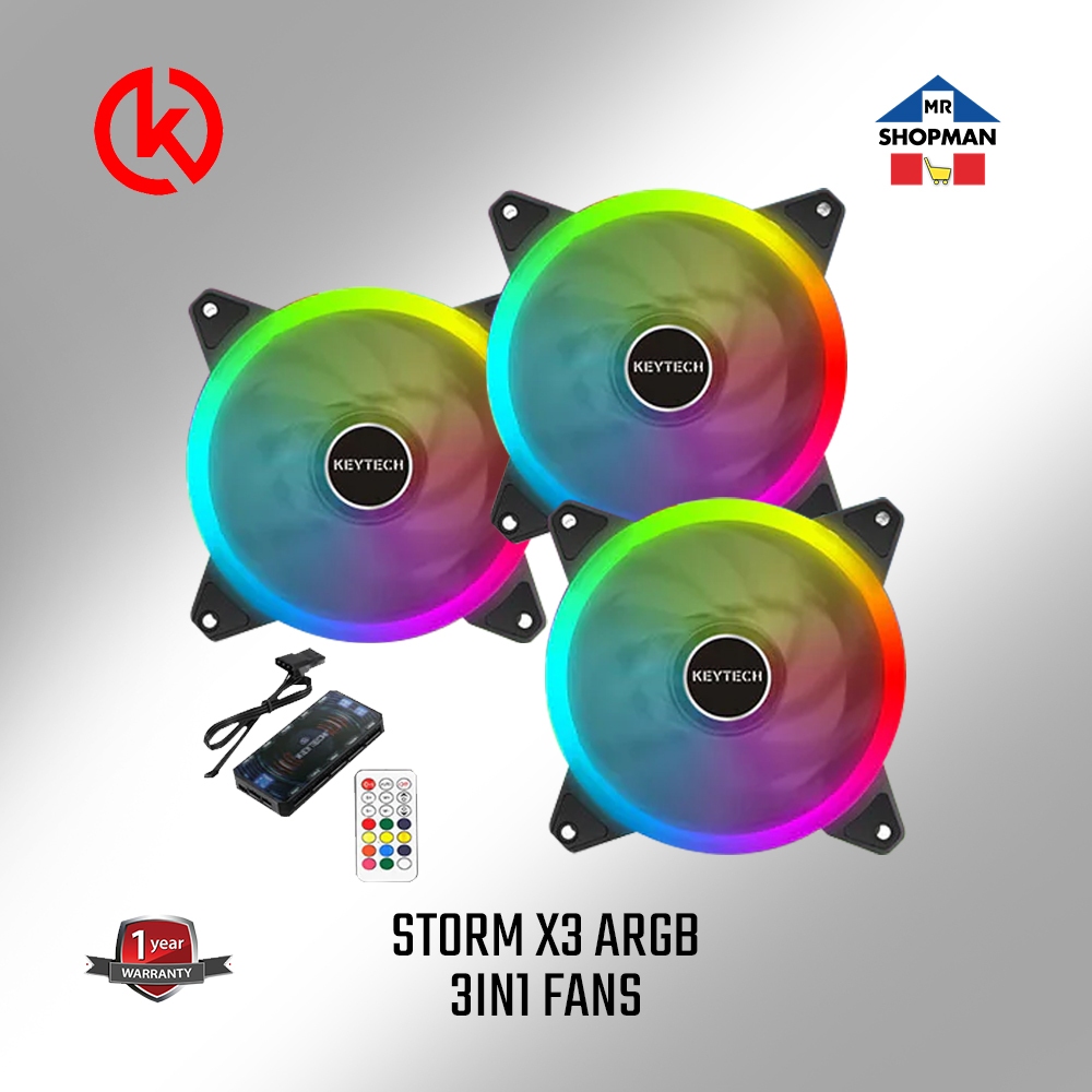 Keytech Storm X3 V2.0 3in1 120mm ARGB Case Fans | Shopee Philippines